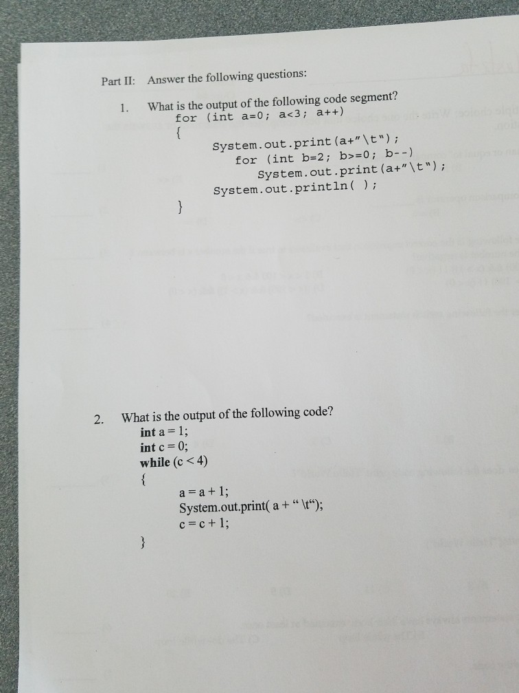 Solved Part II: Answer the following questions: 1. What is | Chegg.com