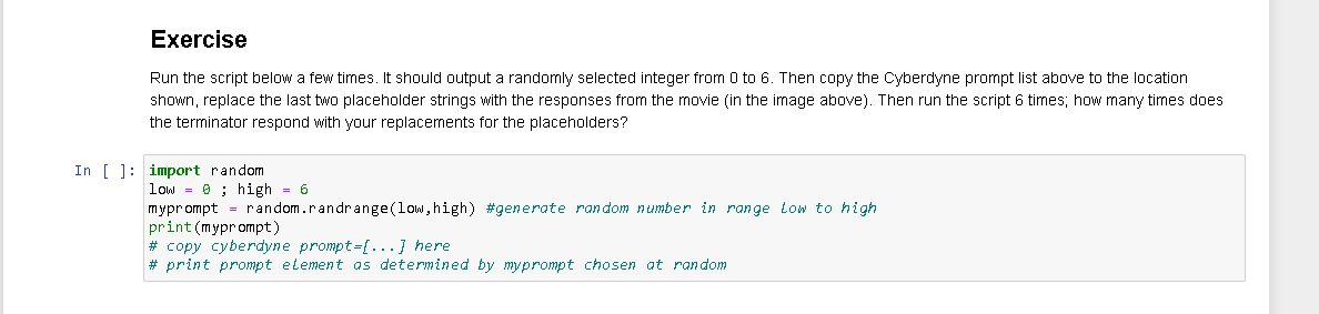 Exercise Run the script below a few times. It should | Chegg.com