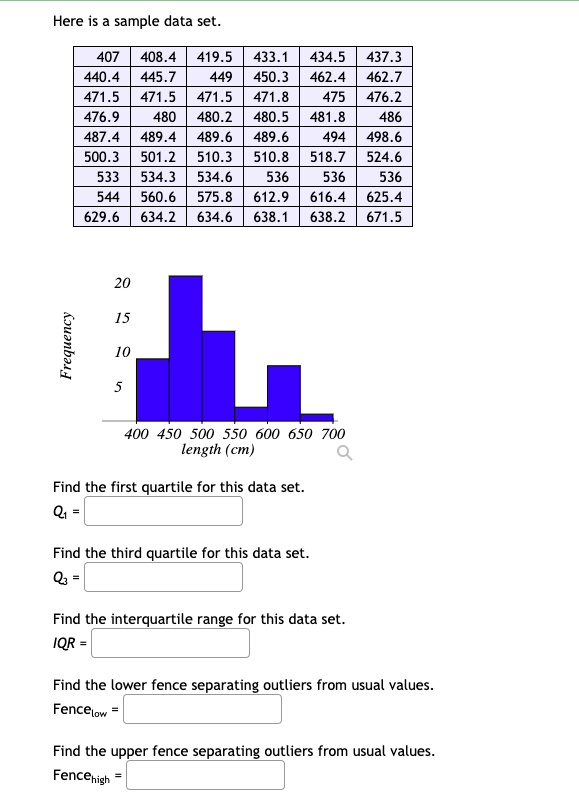 Solved Here is a sample data set. Find the first quartile | Chegg.com