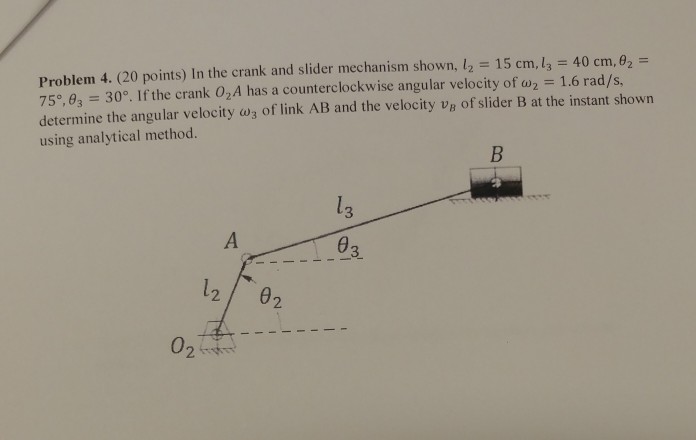 Solved Problem 4. (20 points) In the crank and slider | Chegg.com