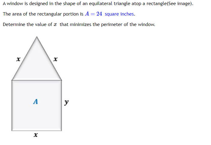 Solved A window is designed in the shape of an equilateral | Chegg.com