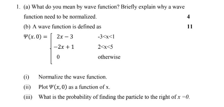 Solved 1. (a) What do you mean by wave function? Briefly | Chegg.com
