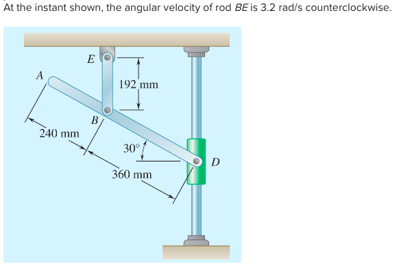 Solved At the instant shown, the angular velocity of rod BE | Chegg.com