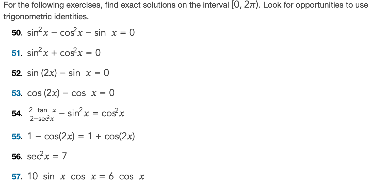 Solved For the following exercises, find exact solutions on | Chegg.com Solved For the following exercises, find exact solutions on | Chegg.com