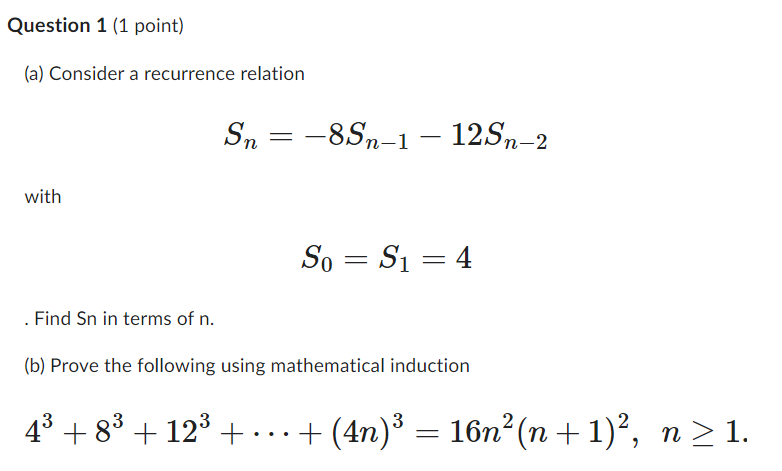 Solved 43+83+123+⋯+(4n)3=16n2(n+1)2,n≥1 | Chegg.com
