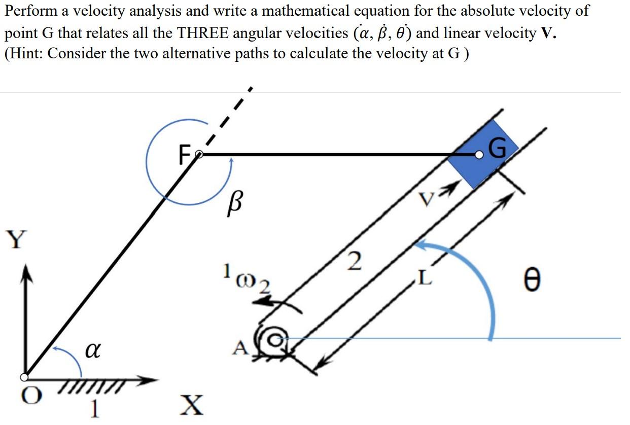 Solved Perform a velocity analysis and write a mathematical | Chegg.com