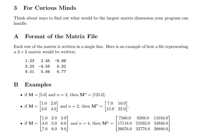Solved Write a C program (called mat_power.c) that will • | Chegg.com