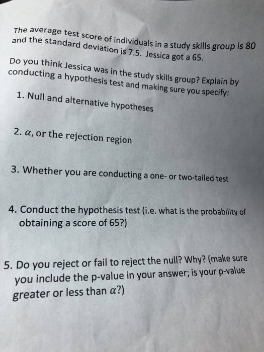 Solved The average test score of individuals in a study | Chegg.com