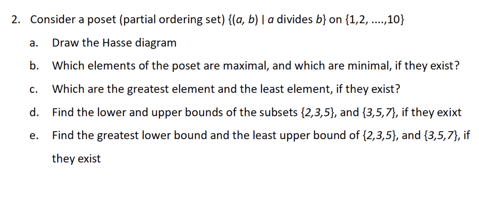 Consider A Poset Partial Ordering Set Divides B