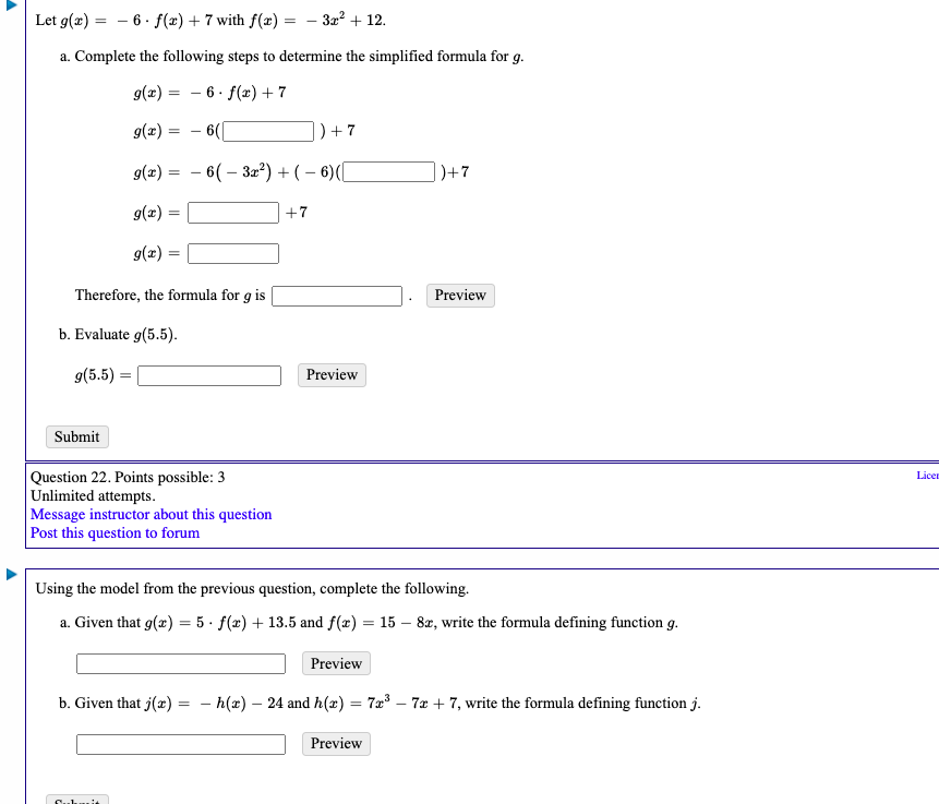 Solved Let g(x) = -6.f(2) + 7 with f(x) - 3r2 + 12. a. | Chegg.com