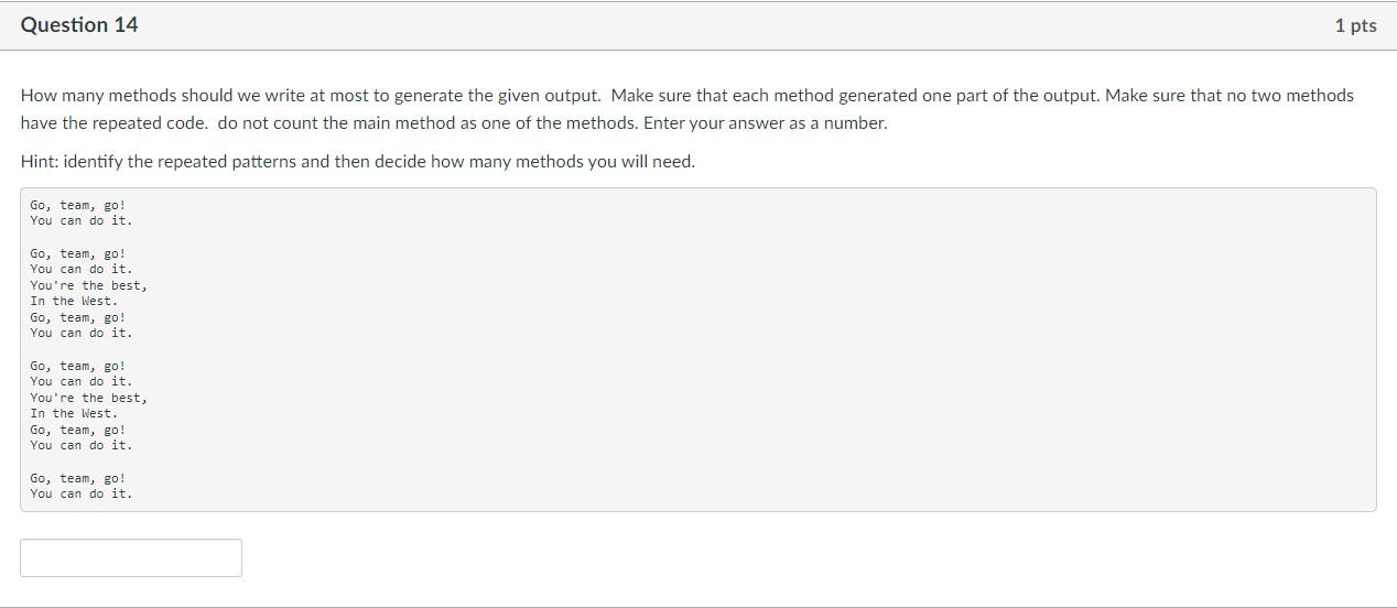 Solved How many methods should we write at most to generate | Chegg.com