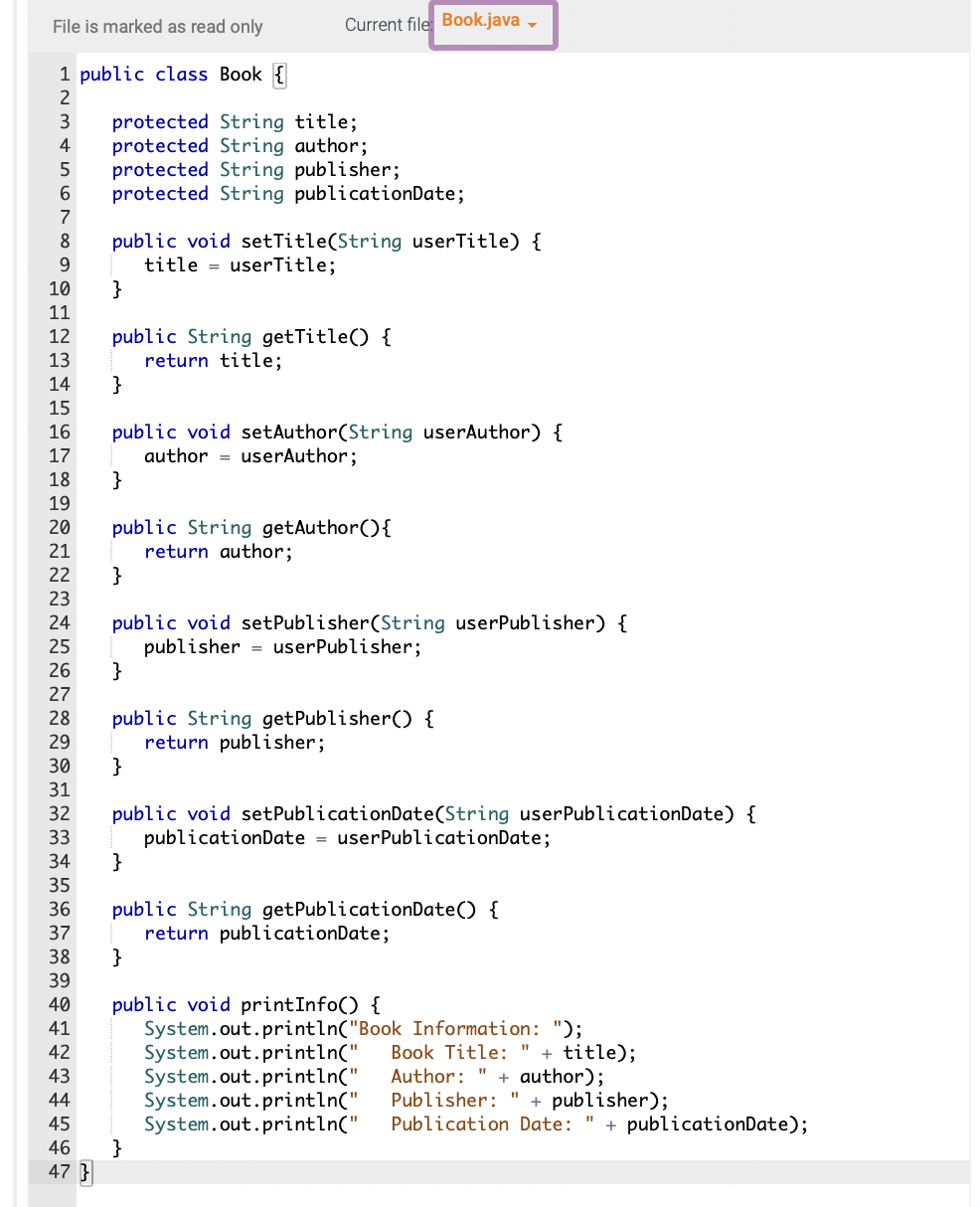 Solved 10.17 LAB: Book information (overriding member | Chegg.com