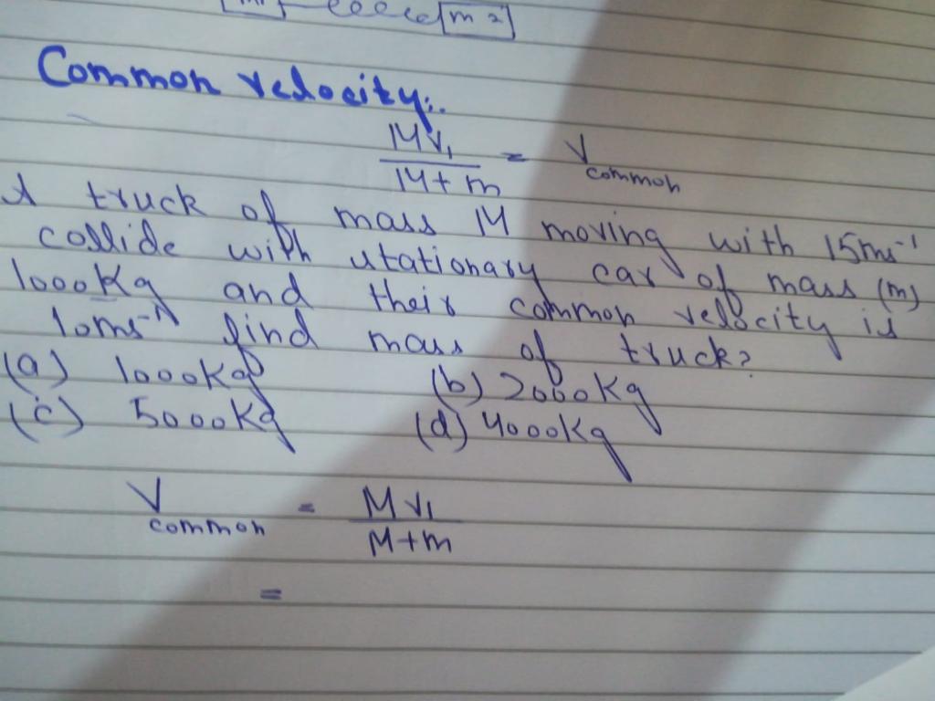 Solved eelma) Common Velocity.. Common 14tm A truck collide | Chegg.com