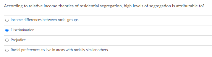 Solved According to relative income theories of residential | Chegg.com
