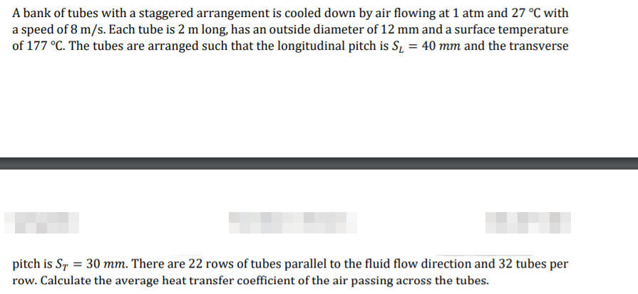 Solved A bank of tubes with a staggered arrangement is | Chegg.com