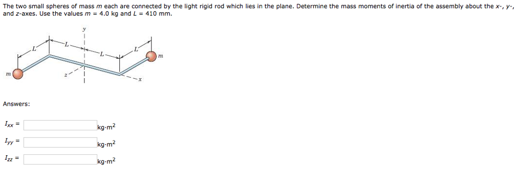 Solved The two small spheres of mass m each are connected by | Chegg.com