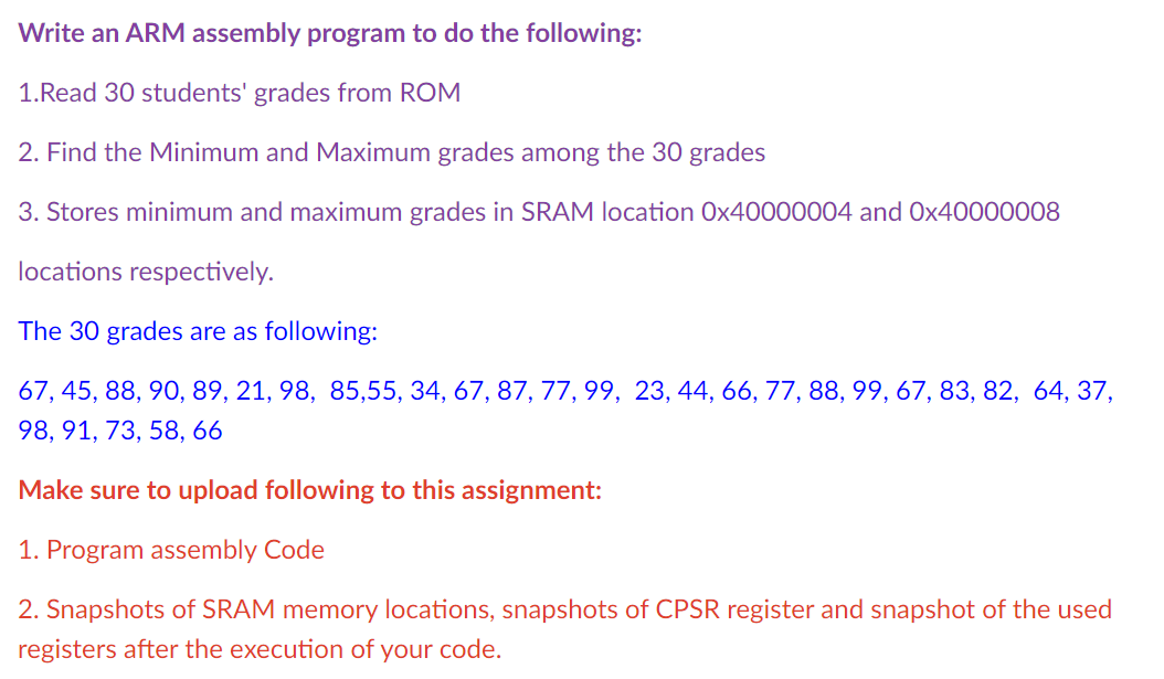 Write An Arm Assembly Program To Do The Following 