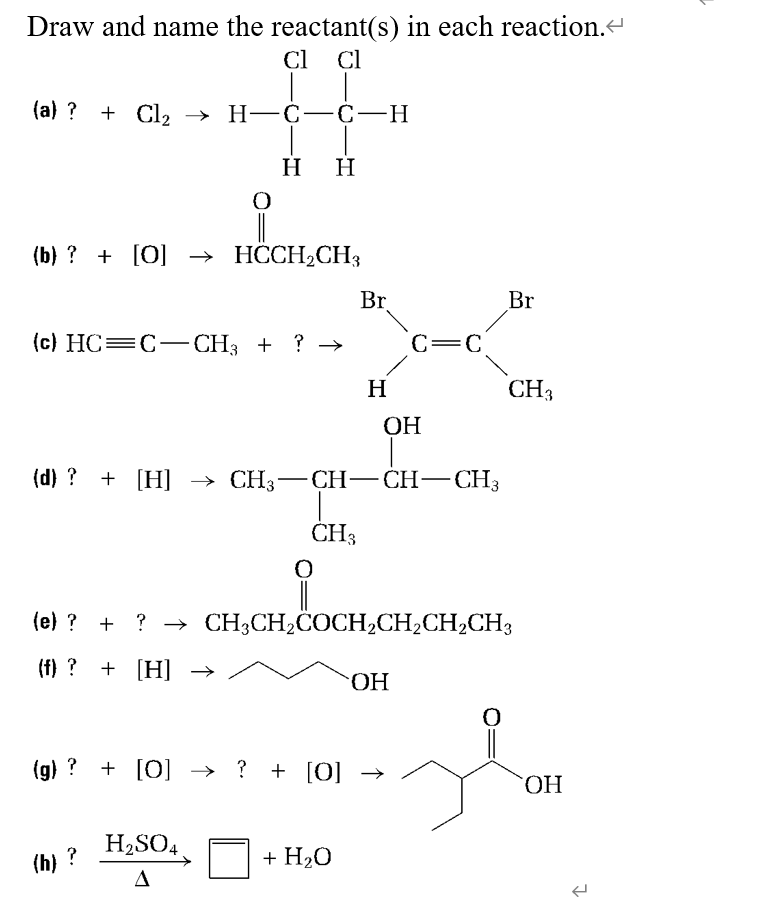 Solved Draw and name the reactant(s) in each reaction. (a)? | Chegg.com