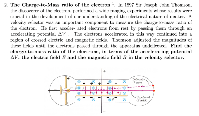 Solved 2 The Charge To Mass Ratio Of The Electron 1 In