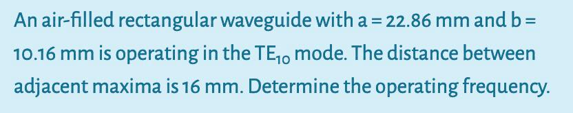Solved An air-filled rectangular waveguide with a = 22.86 mm | Chegg.com