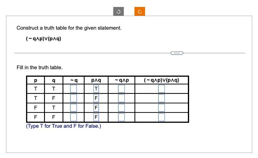 Solved Construct A Truth Table For The Given Statement