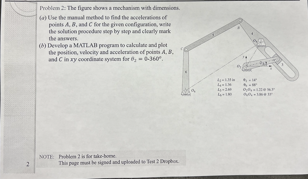 Problem 2: The figure shows a mechanism with | Chegg.com