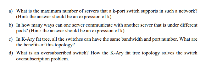 Solved Question 1 (25 marks) Data center network holds a | Chegg.com