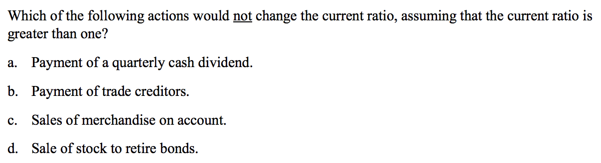 Solved Which of the following actions would not change the | Chegg.com
