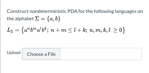 Solved Construct nondeterministic PDA for the following | Chegg.com