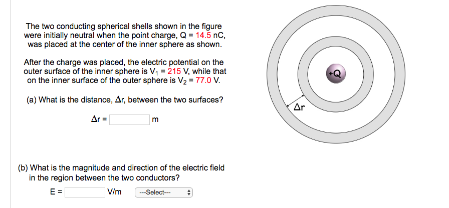 Solved The two conducting spherical shells shown in the | Chegg.com