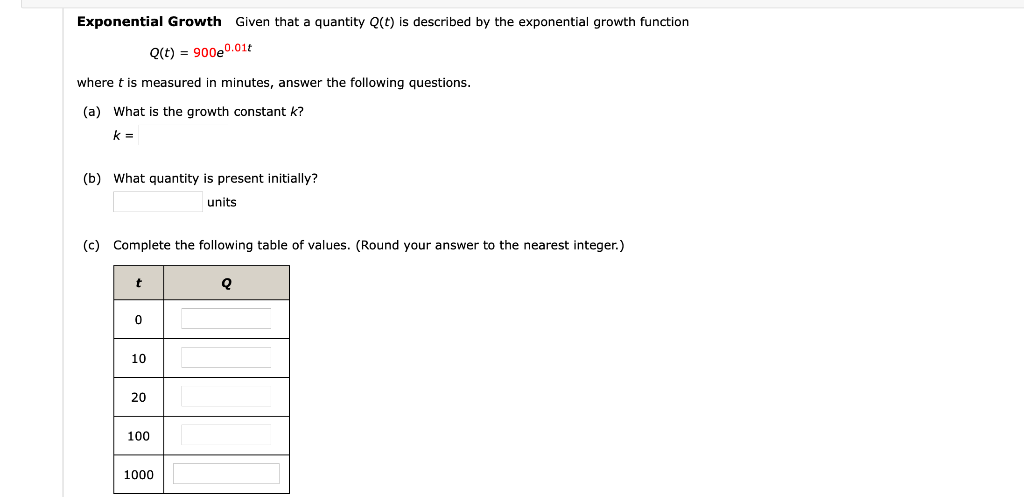 Solved Exponential Growth Given that a quantity Q(t) is | Chegg.com