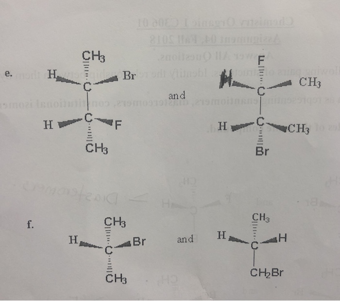 CH3 e. ar CH3 Br CH3 CH3 Br and H f. CH2Br CH3 | Chegg.com