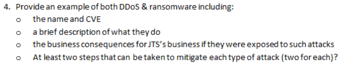 Solved 4. Provide an example of both DDoS \& ransomware | Chegg.com