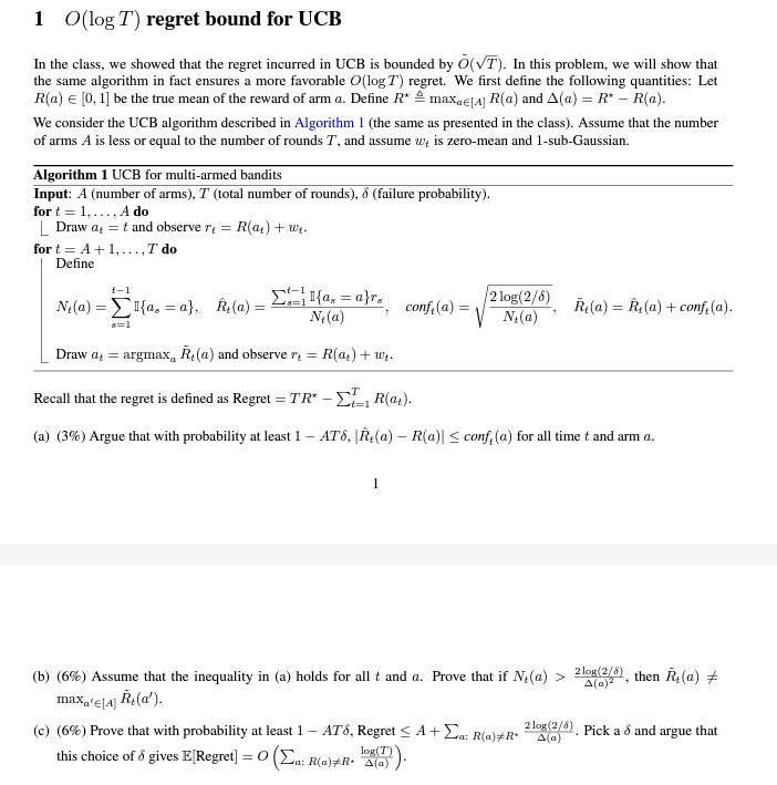Solved Regret bound for linear UCB | Chegg.com Solved Regret bound for linear UCB | Chegg.com