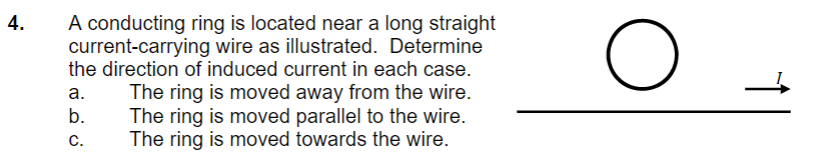 Solved A conducting ring is located near a long straight | Chegg.com