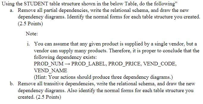 Solved Using the STUDENT table structure shown in the below | Chegg.com Solved Using the STUDENT table structure shown in the below | Chegg.com