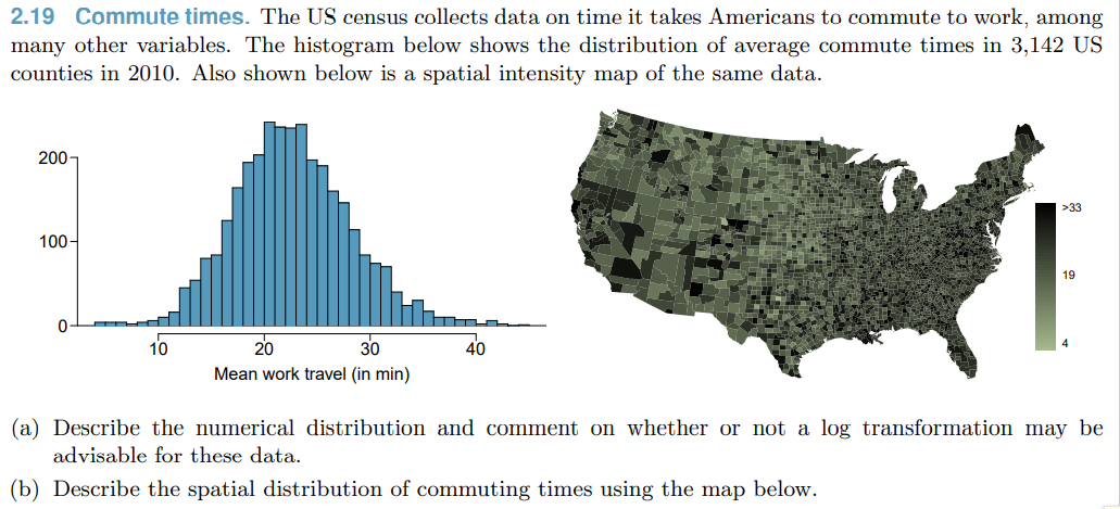 Solved 2.19 Commute times. The US census collects data on | Chegg.com