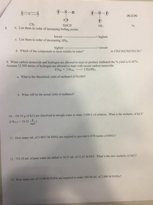 Solved When carbon monoxide and hydrogen are allowed to | Chegg.com