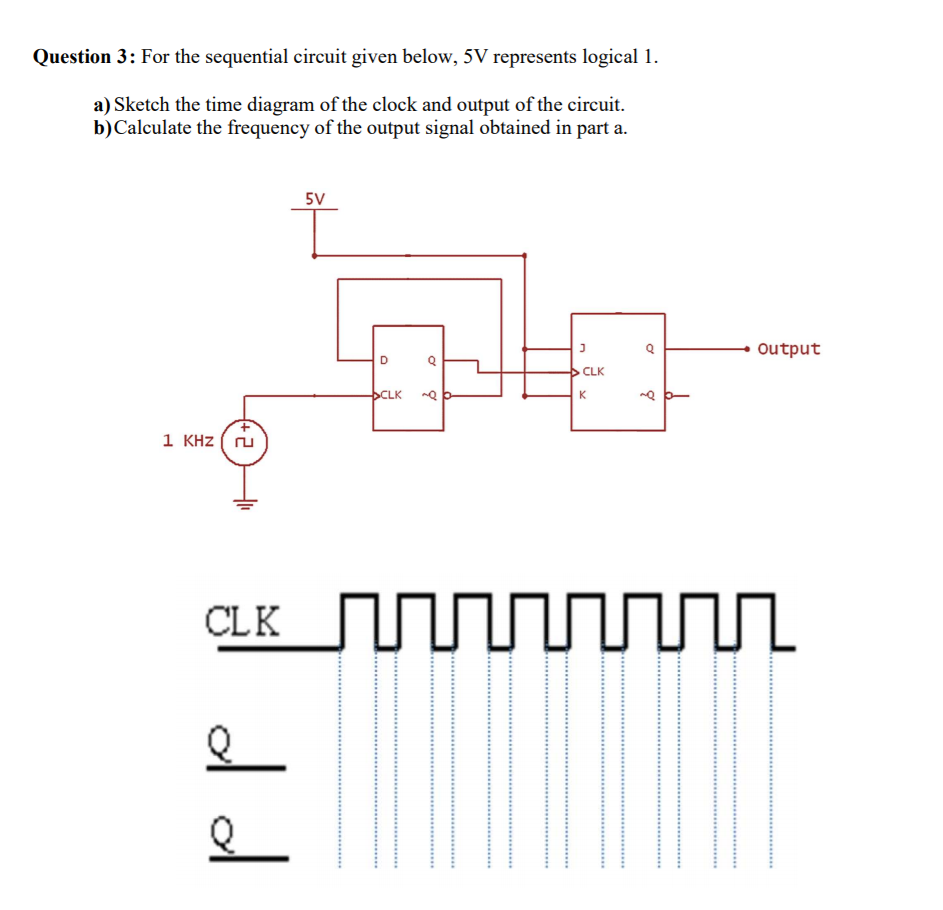 Solved Question 3: For the sequential circuit given below, | Chegg.com
