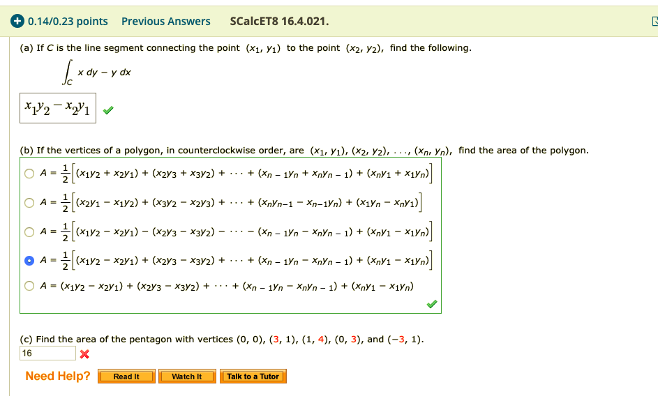 Solved 0.14/0.23 points Previous Answers ScalcET8 16.4.021. | Chegg.com