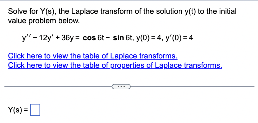 Solved Solve for Y(s), the Laplace transform of the solution | Chegg.com