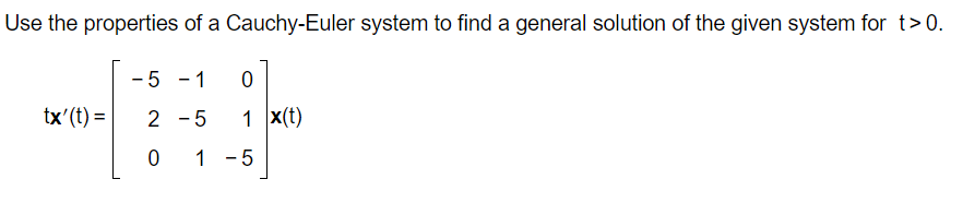 Solved Use the properties of a Cauchy-Euler system to find a | Chegg.com