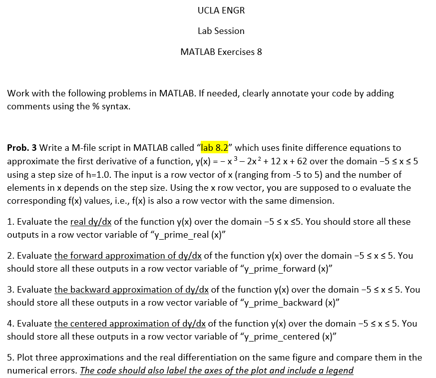 Solved Ucla Engr Lab Session Matlab Exercises 8 Work With 