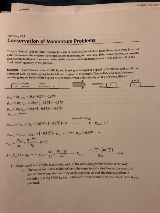 Solved Activity #1 1 Conservation of Momentum Problems there | Chegg.com