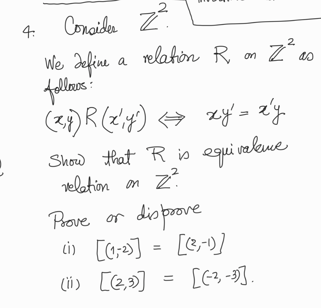 Solved Consider Z. We define a relation R on Z2 a follows: | Chegg.com