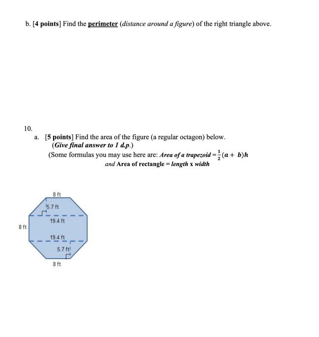 Solved b. [4 points] Find the perimeter (distance around a | Chegg.com