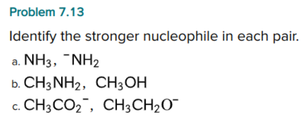 Solved Identify the stronger nucleophile in each pair. a. | Chegg.com