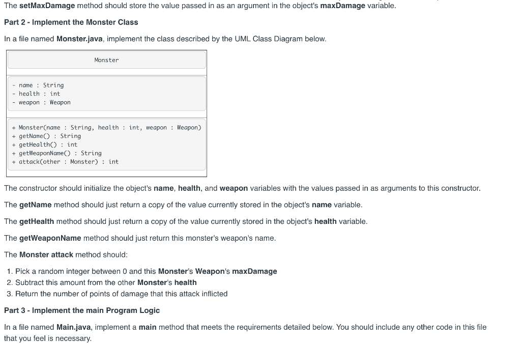 Solved Part 1 - Implement the Weapon Class In a file named | Chegg.com
