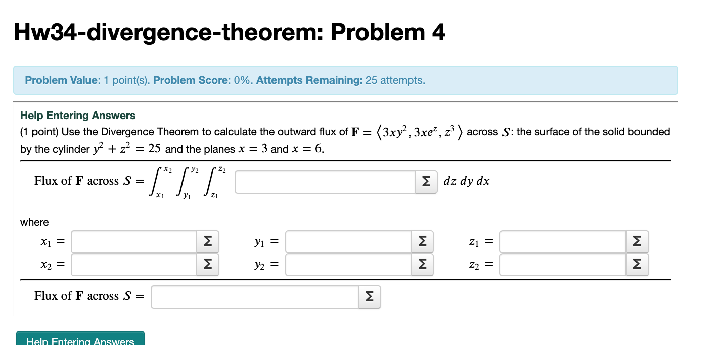 Solved Hw34-divergence-theorem: Problem 4 Problem Value: 1 | Chegg.com