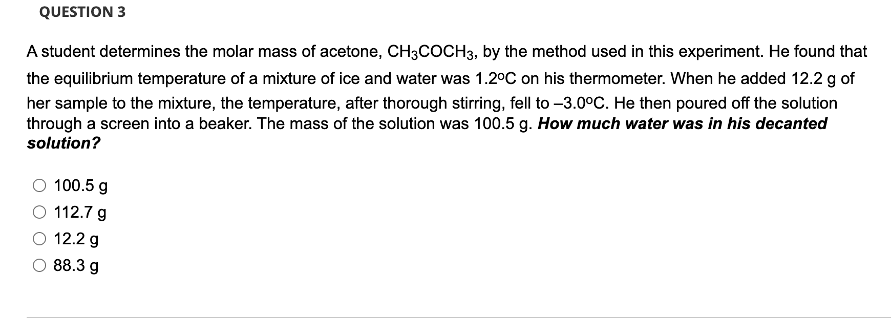 Solved A student determines the molar mass of acetone, | Chegg.com